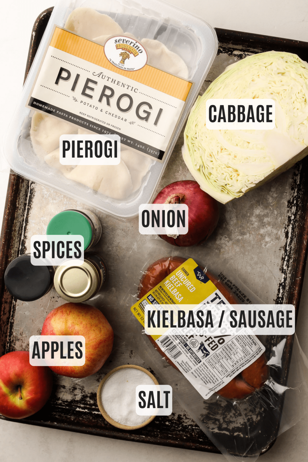 Sheet Pan Pierogies with Kielbasa and Cabbage - Everyday Family Eats